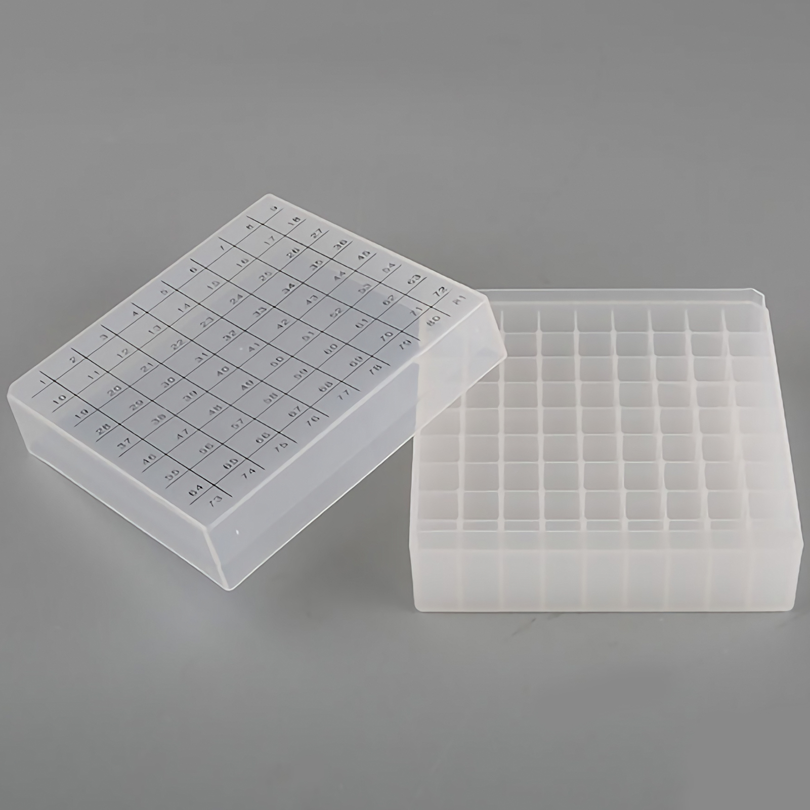 ADAMAS-BETA Lab PP Plastic Freezer Tube Storage Box Numbered 81-Grid L