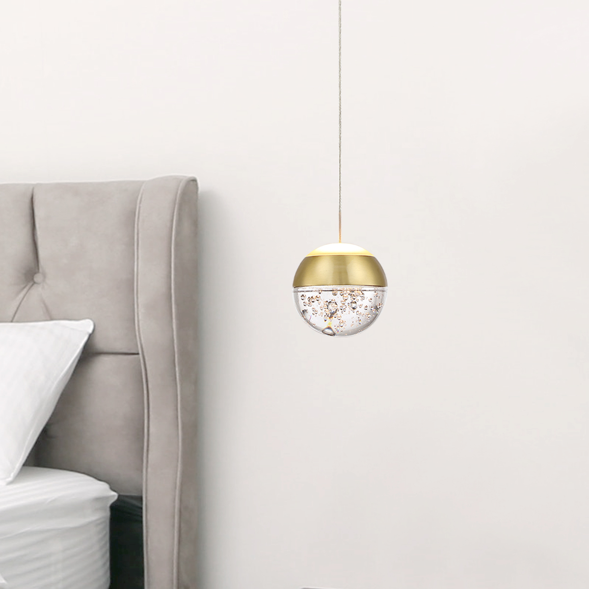 JoollySun Crystal Gold Globe Pendant Light For Bathroom