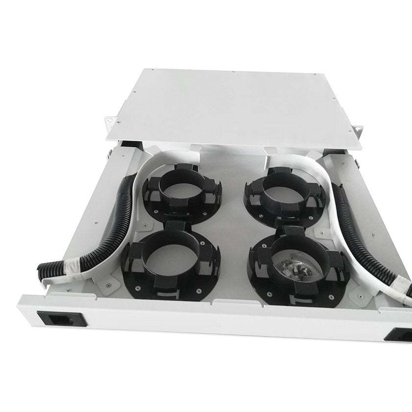 Single Drawer Fiber Storage Panel w/ Fiber Slack Spools for Management