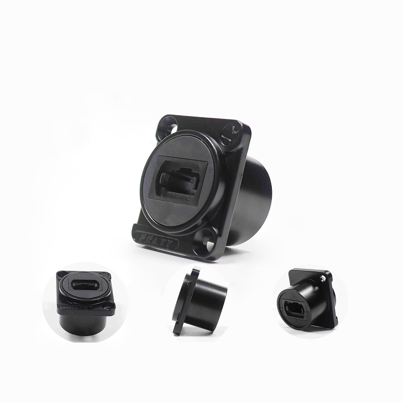 opticalCON Neutrik ‘D-Series’ (XLR cut-out holes) MPO feed-through bulkhead