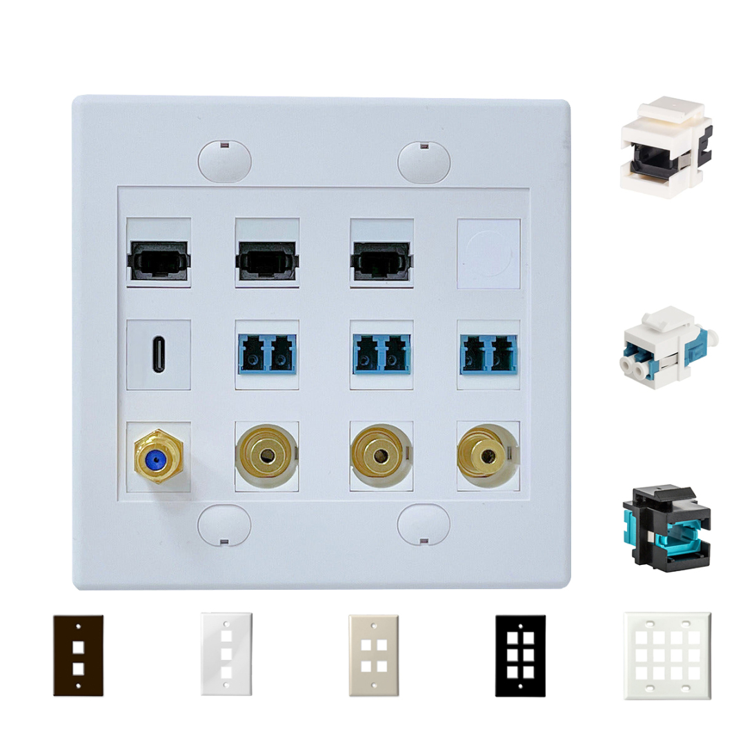 MTP keystone for wall-mount SFP+ QSFP28 Cat8 cable crossover