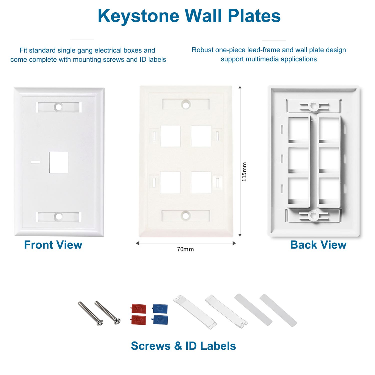 6 port recessed keystone wall plate