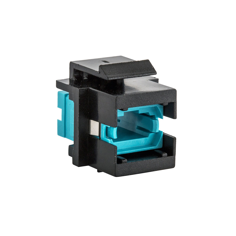 MTP keystone for wall-mount SFP+ QSFP28 Cat8 cable crossover