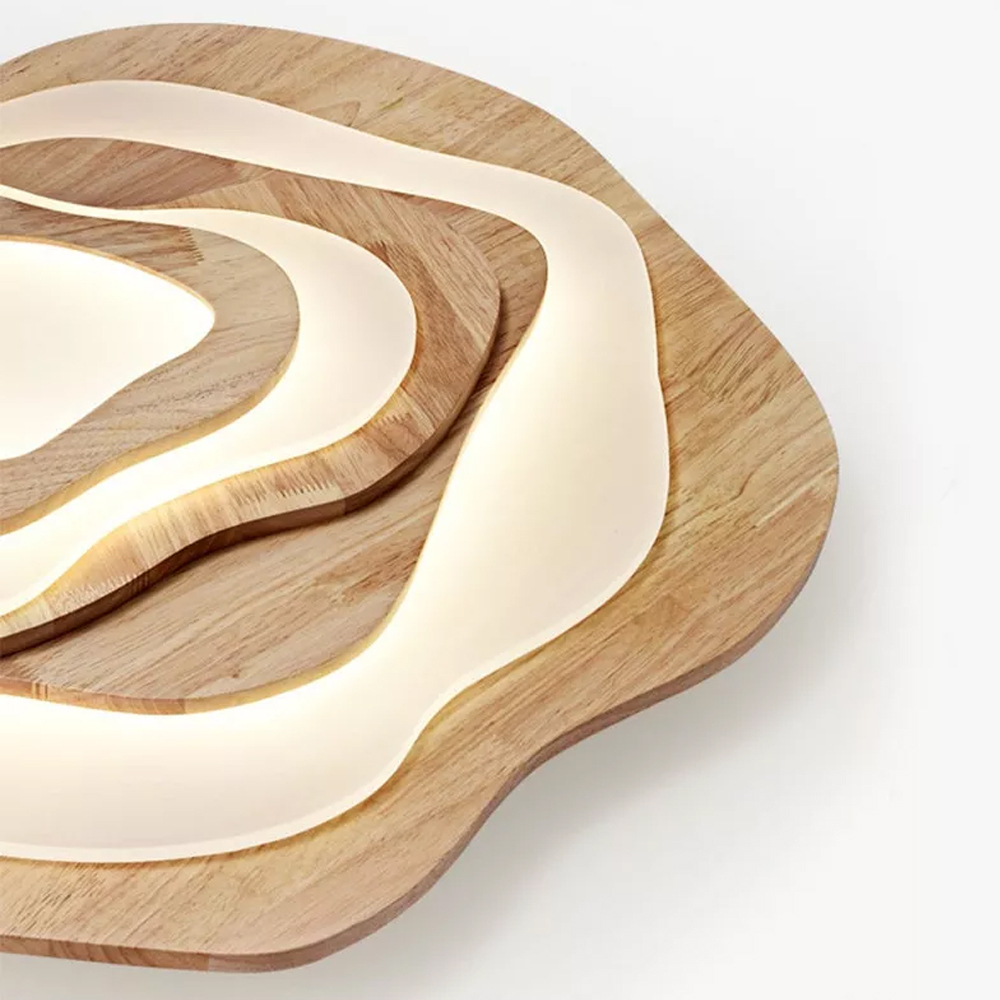 Nordic Irregular Flush Mount Solid Wooden Ceiling Light For Living Roo ...