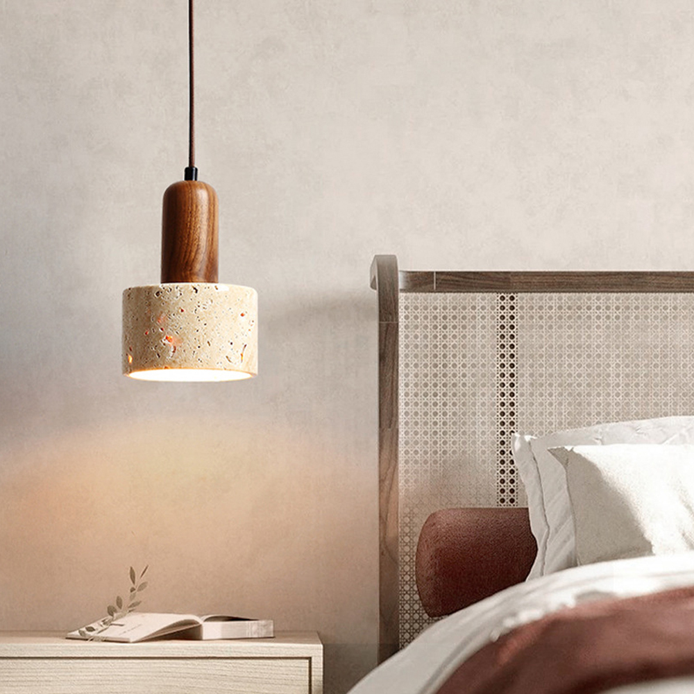 Wabi-Sabi Creative Homestay Travertine Stone Pendant Light Fixture