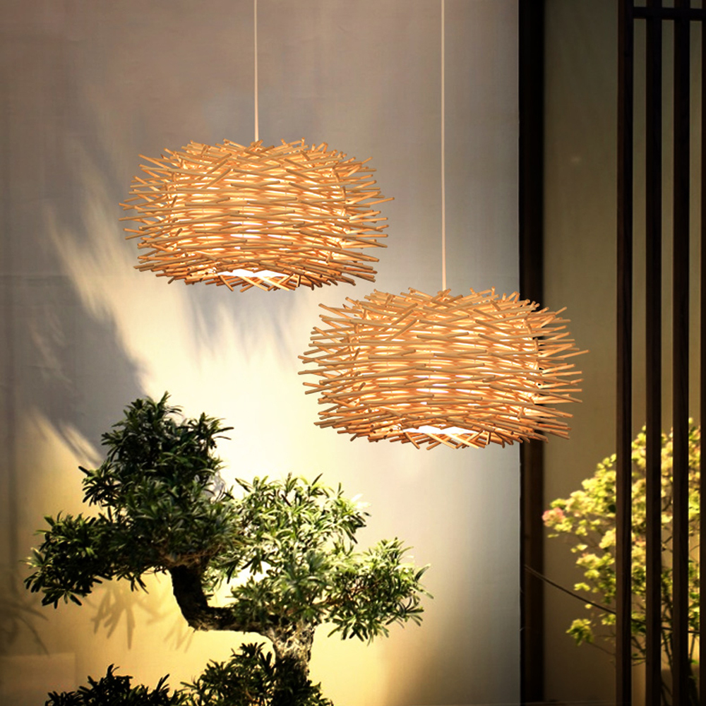 Rattan Weaving Bird Nest Light Creative Art Home Decor Handmade Lampsh