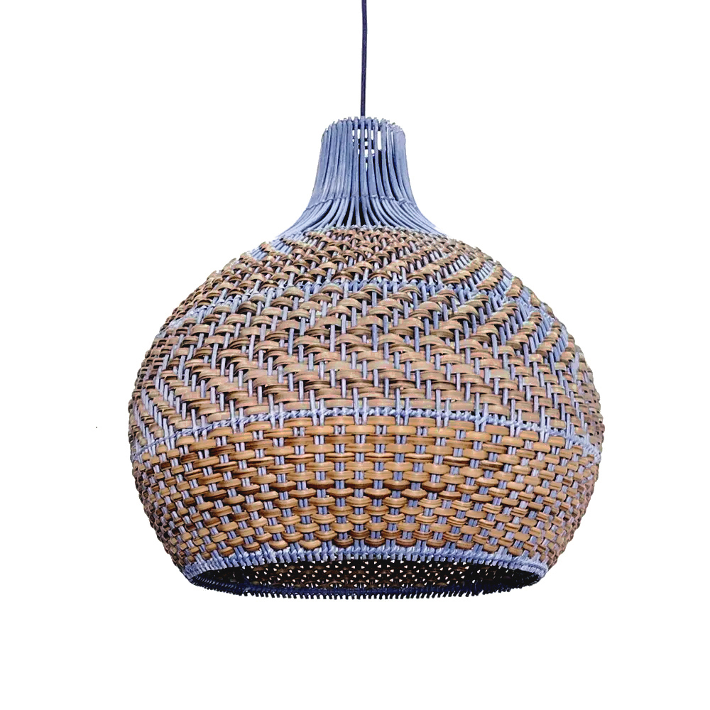 Hamptons Blue Rattan Pendant Light