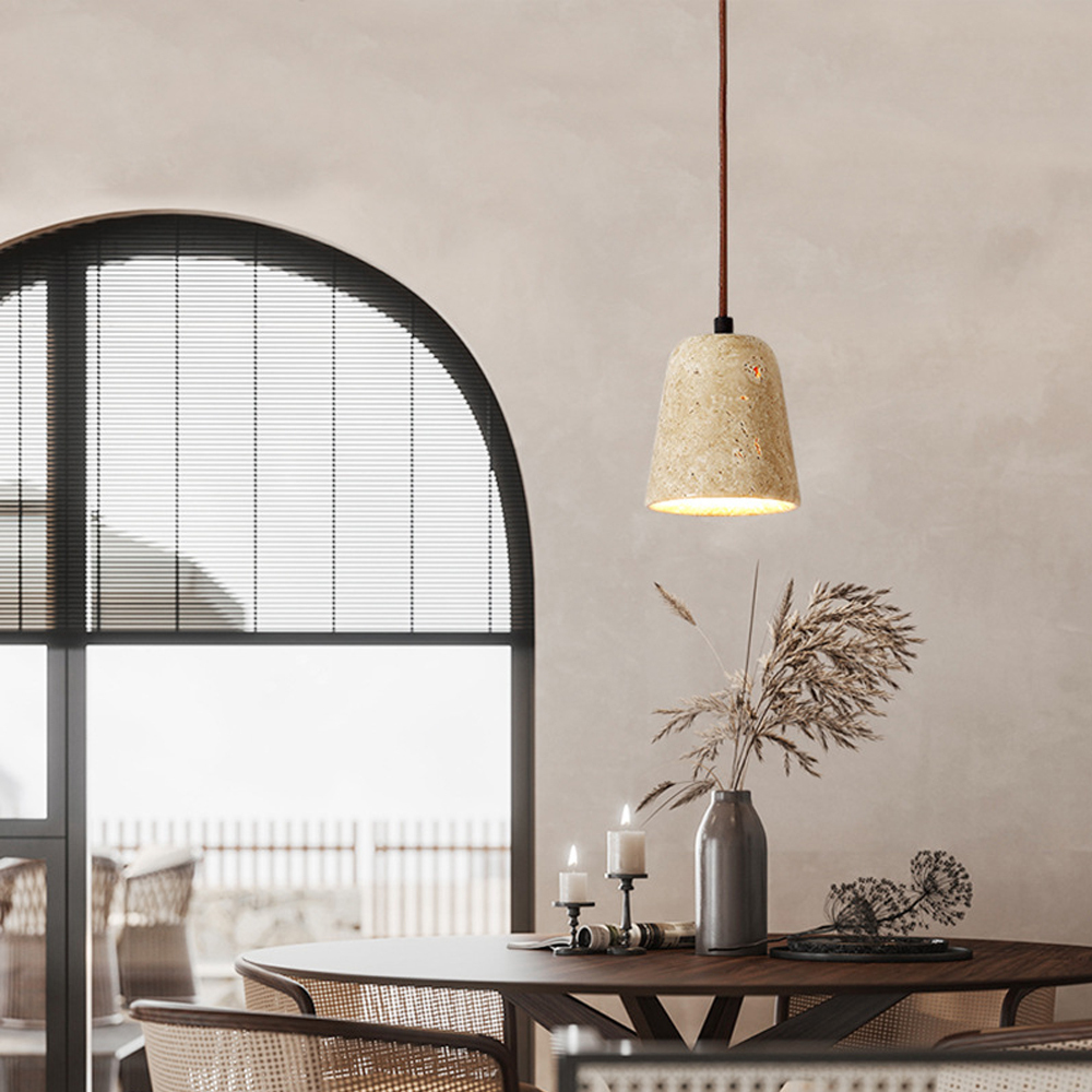Wabi-Sabi Creative Homestay Travertine Stone Pendant Light Fixture