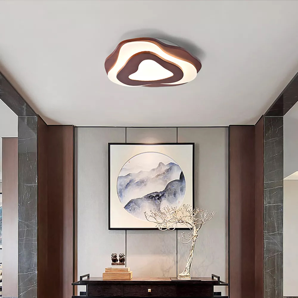 Nordic Irregular Flush Mount Solid Wooden Ceiling Light For Living Roo
