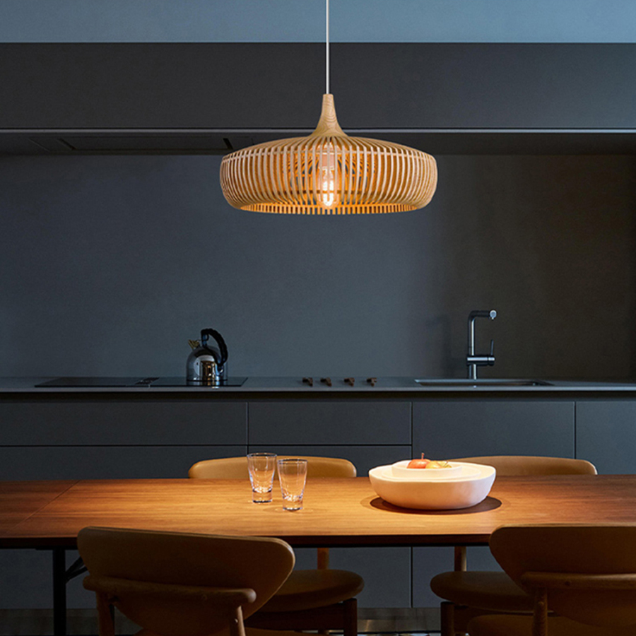 Japanese Rustic Farmhouse Wooden Pendant Light Restaurant Lamp