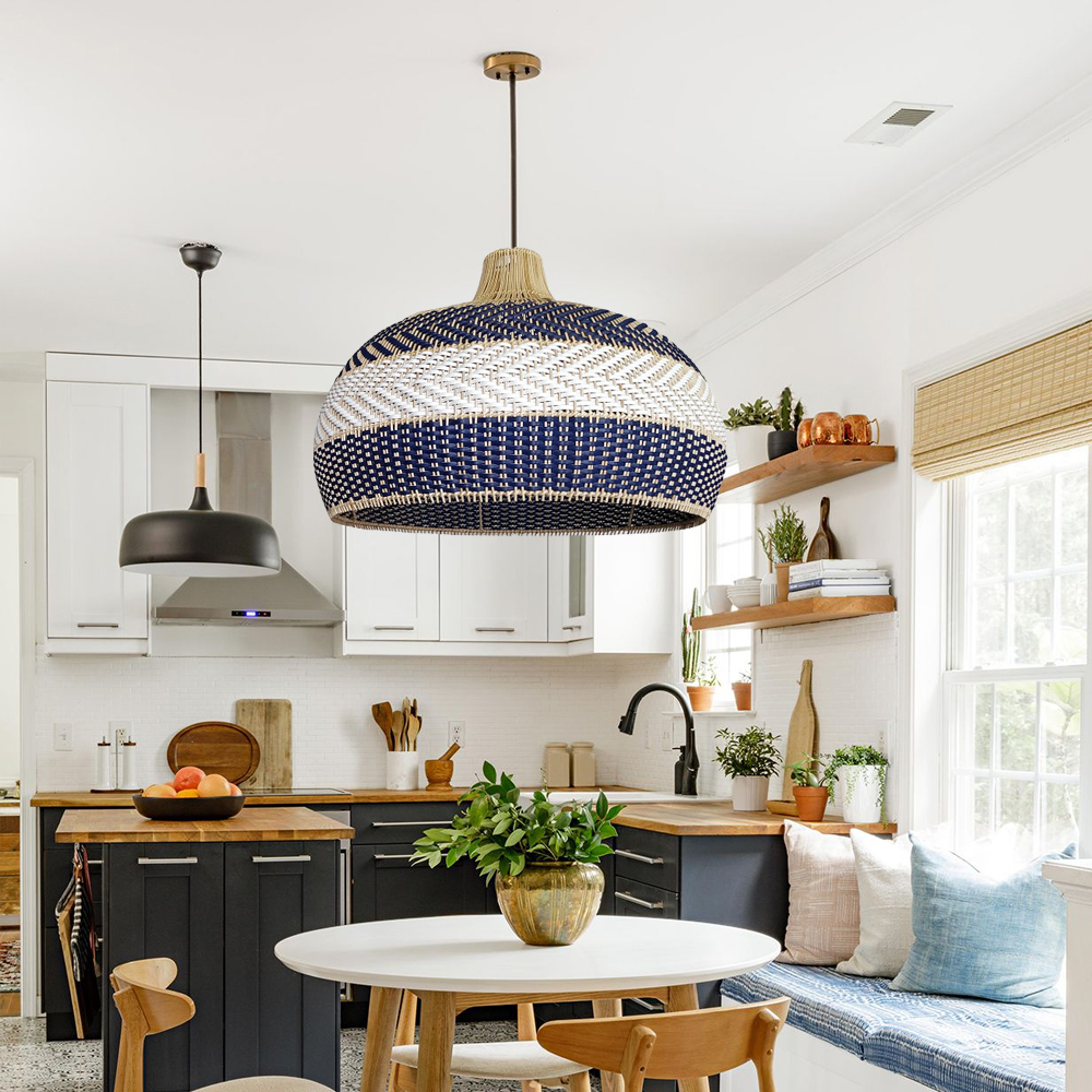 Michael Blue Rattan Pendant Interior Design Trends