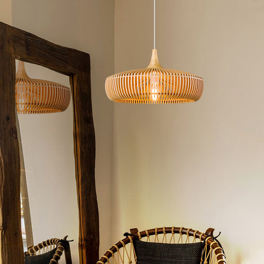 Japanese Rustic Farmhouse Wooden Pendant Light Restaurant Lamp