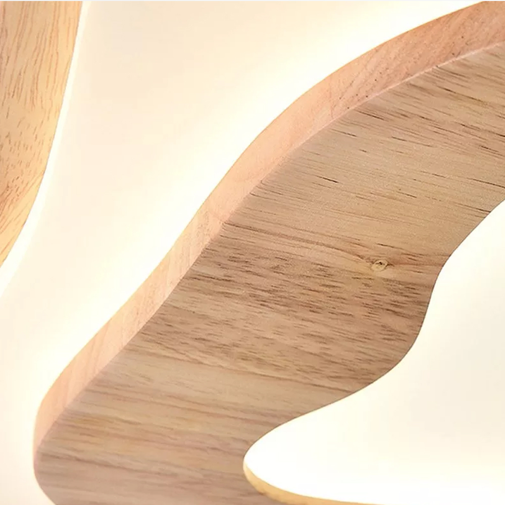 Nordic Irregular Flush Mount Solid Wooden Ceiling Light For Living Roo ...