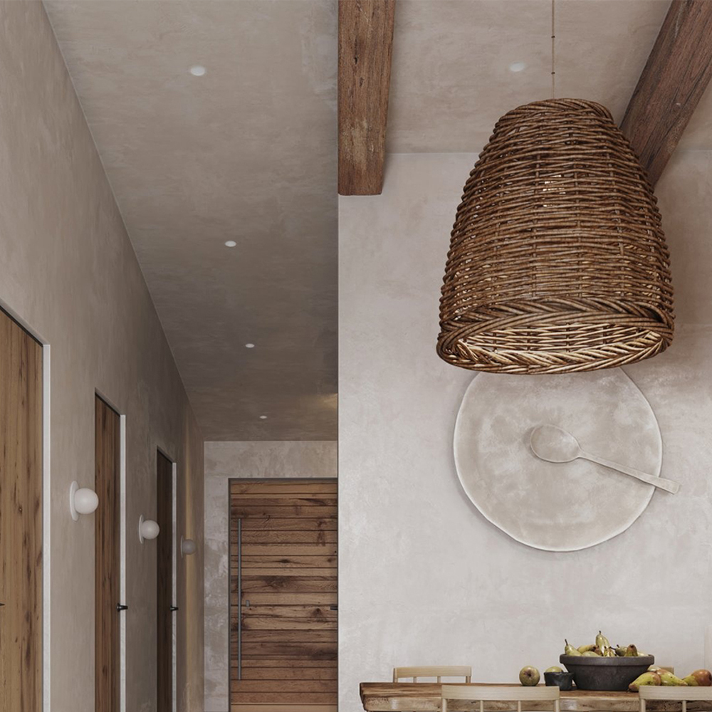 Wabi-sabi Vintage Pastoral Basket Weave Light Pendant Dining Room Ratt ...