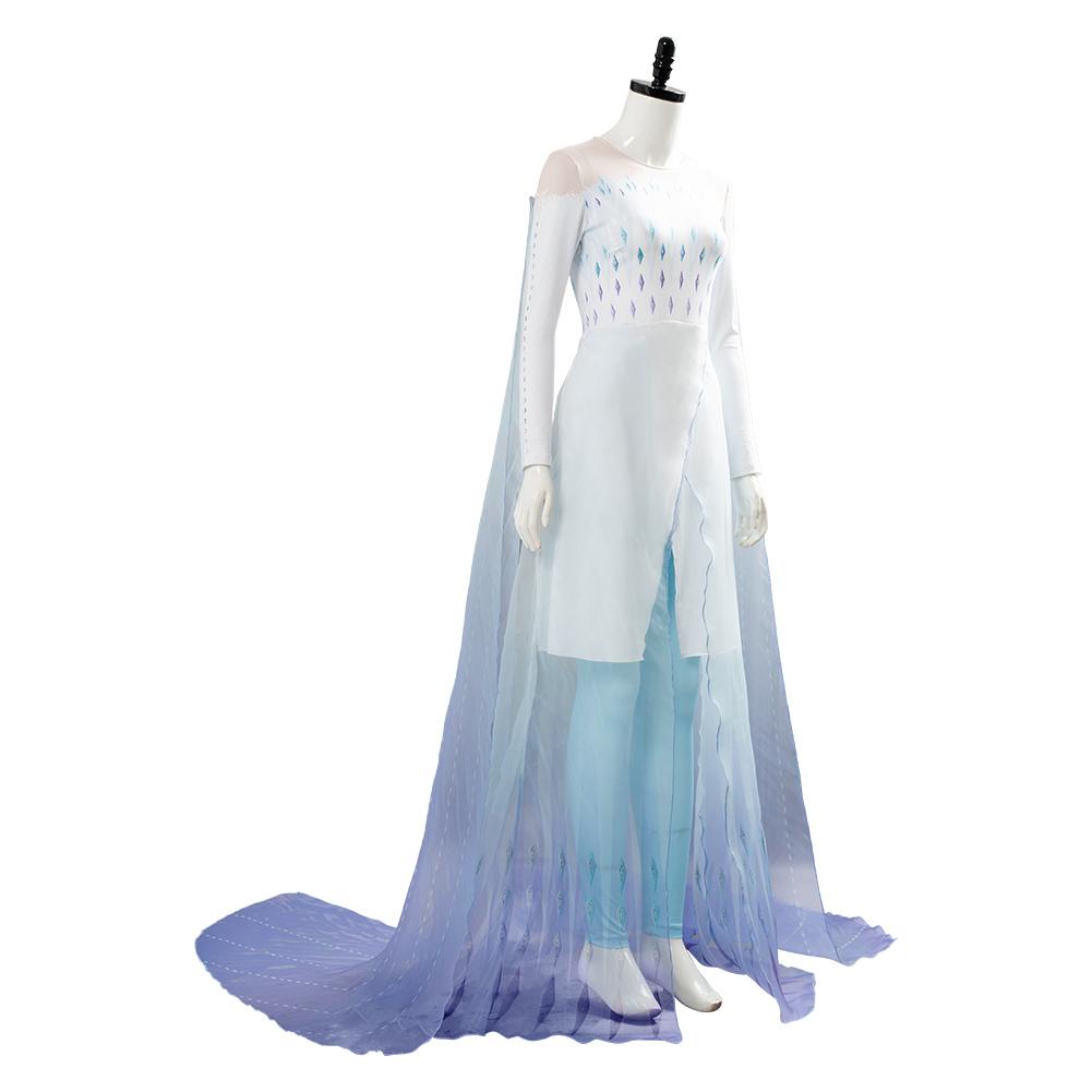 Frozen 2 Queen Ahtohallan Cave Elsa Snow Flake Dress Cosplay Costume H