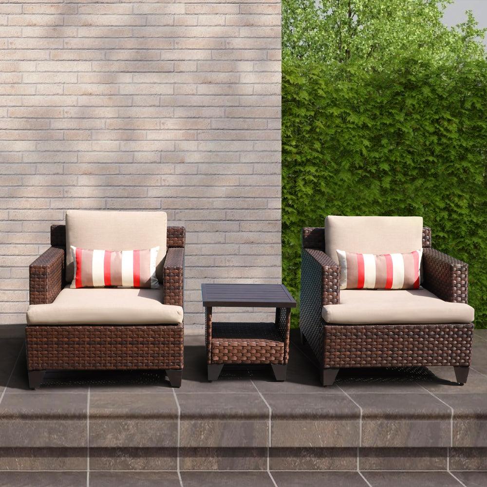 3 Piece Patio Set, Outdoor Furniture Conversation Sets - Orange-Casual®