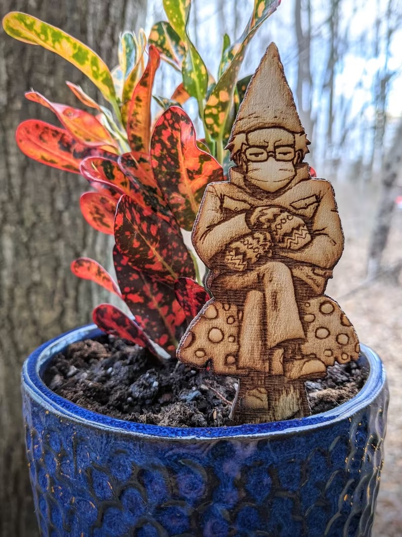 Bern in a fern - Grumpy Bernie Garden Gnome Plant/Garden Stake