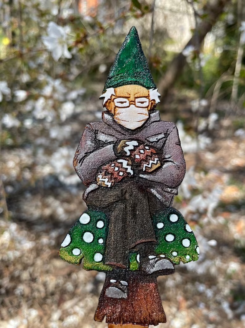Bern in a fern - Grumpy Bernie Garden Gnome Plant/Garden Stake