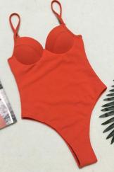 Ribbed High Leg Push Up Underwire One Piece Swimsuit – yoyobikini