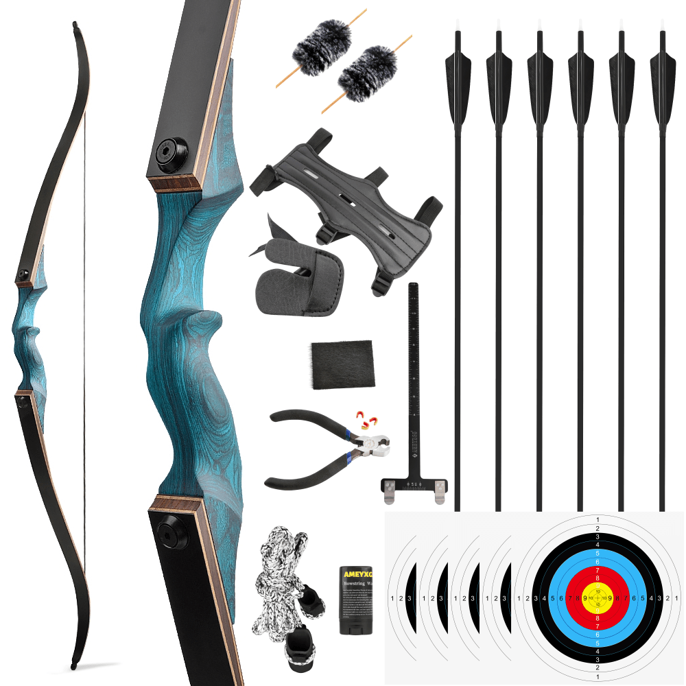 BLACK HUNTER 60" Traditional Hunting Recurve Bow 20-60 lbs