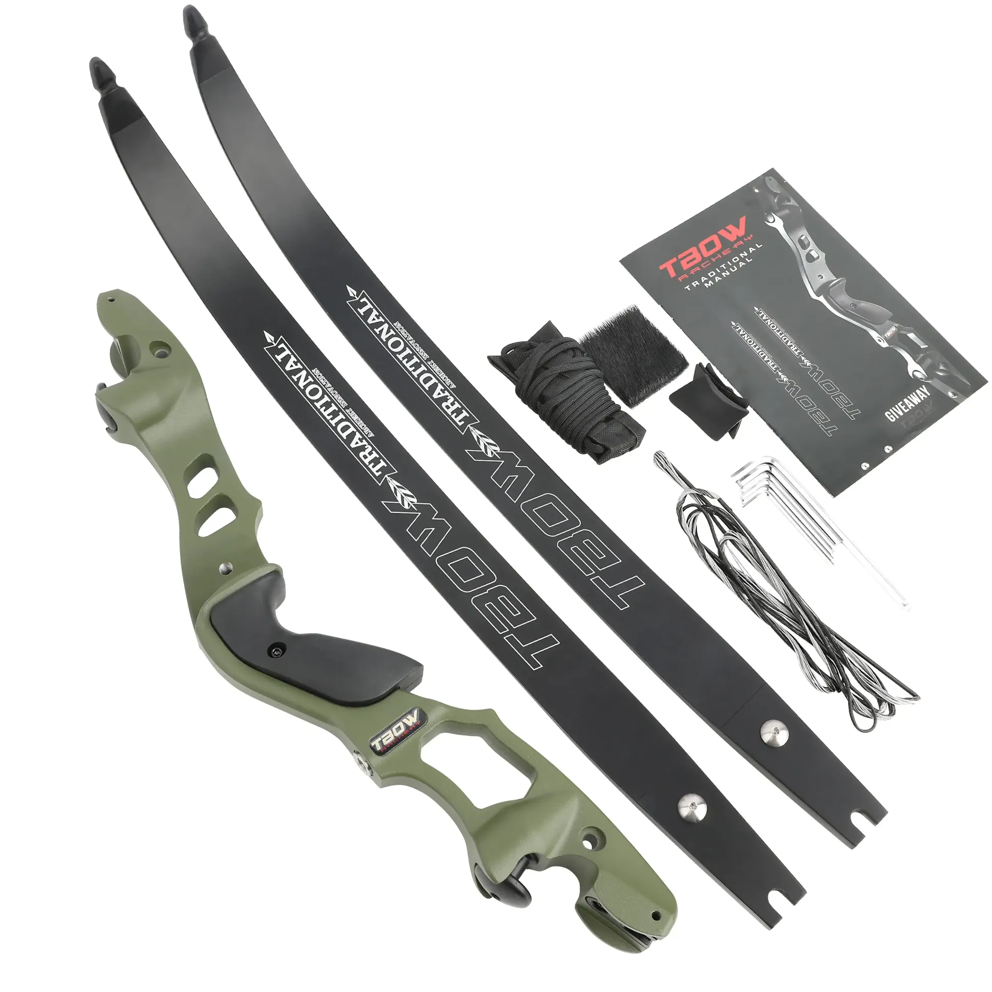 TBOW 62" ILF Traditional Hunting Recurve Bow 25-60 lbs-CHN Archery
