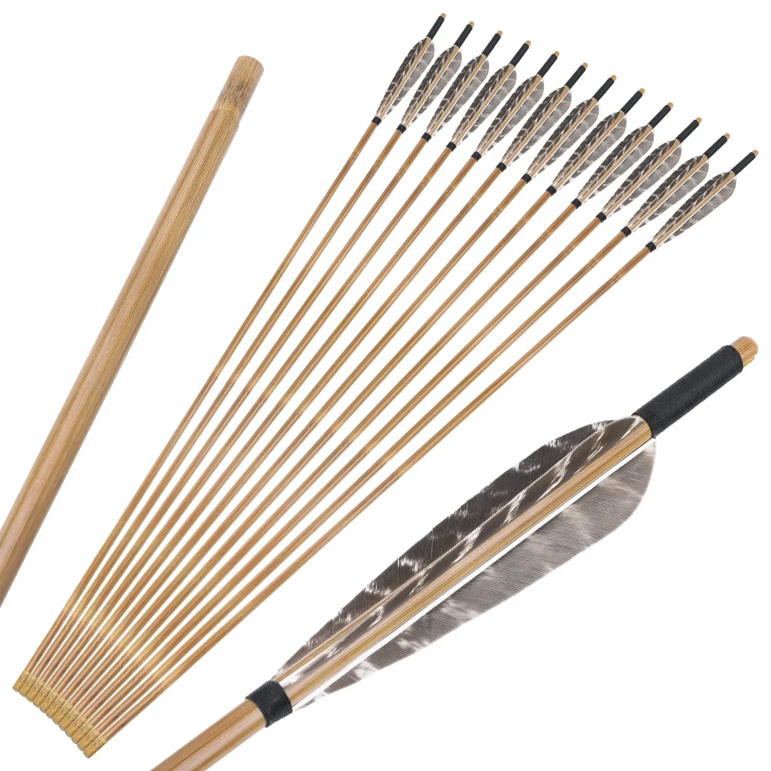 Traditional Bamboo Arrows with 5" Natural Turkey Feathers-CHN Archery