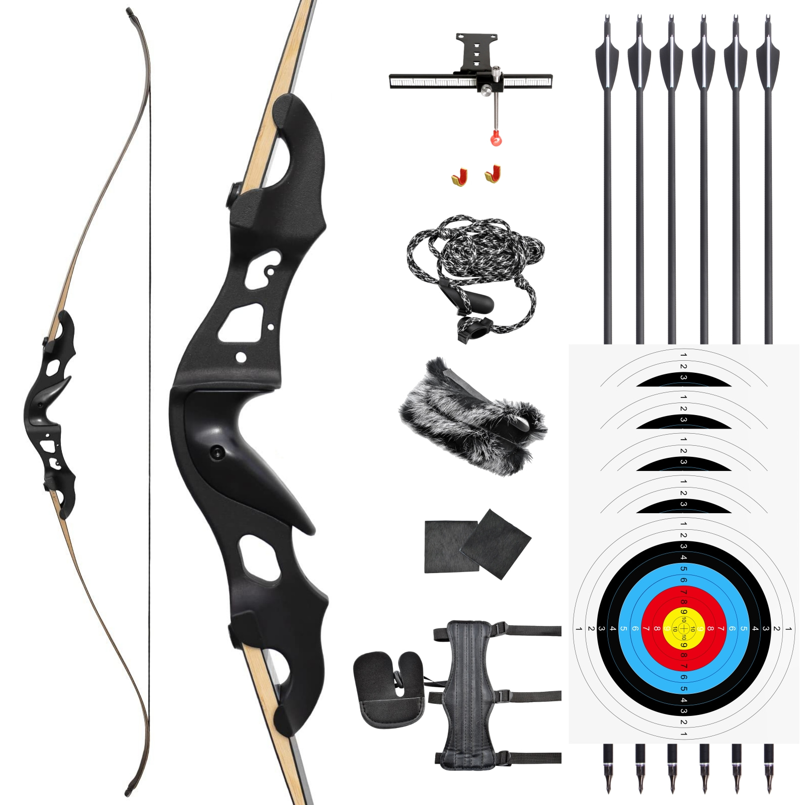 BLACK HUNTER 60" Traditional Metal Hunting Recurve Bow 20-55 lbs