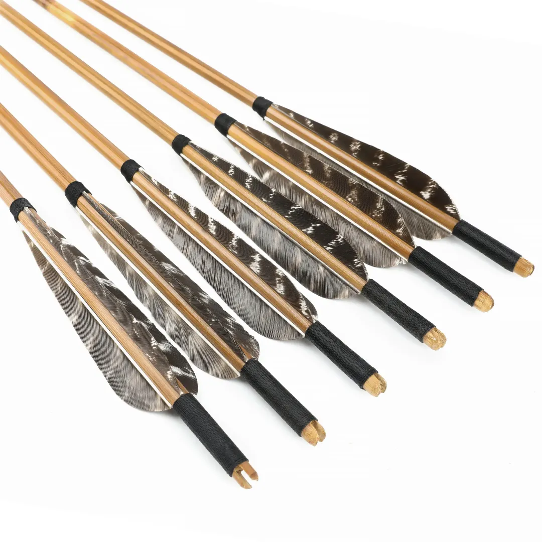 Traditional Bamboo Arrows with 5" Natural Turkey Feathers-CHN Archery
