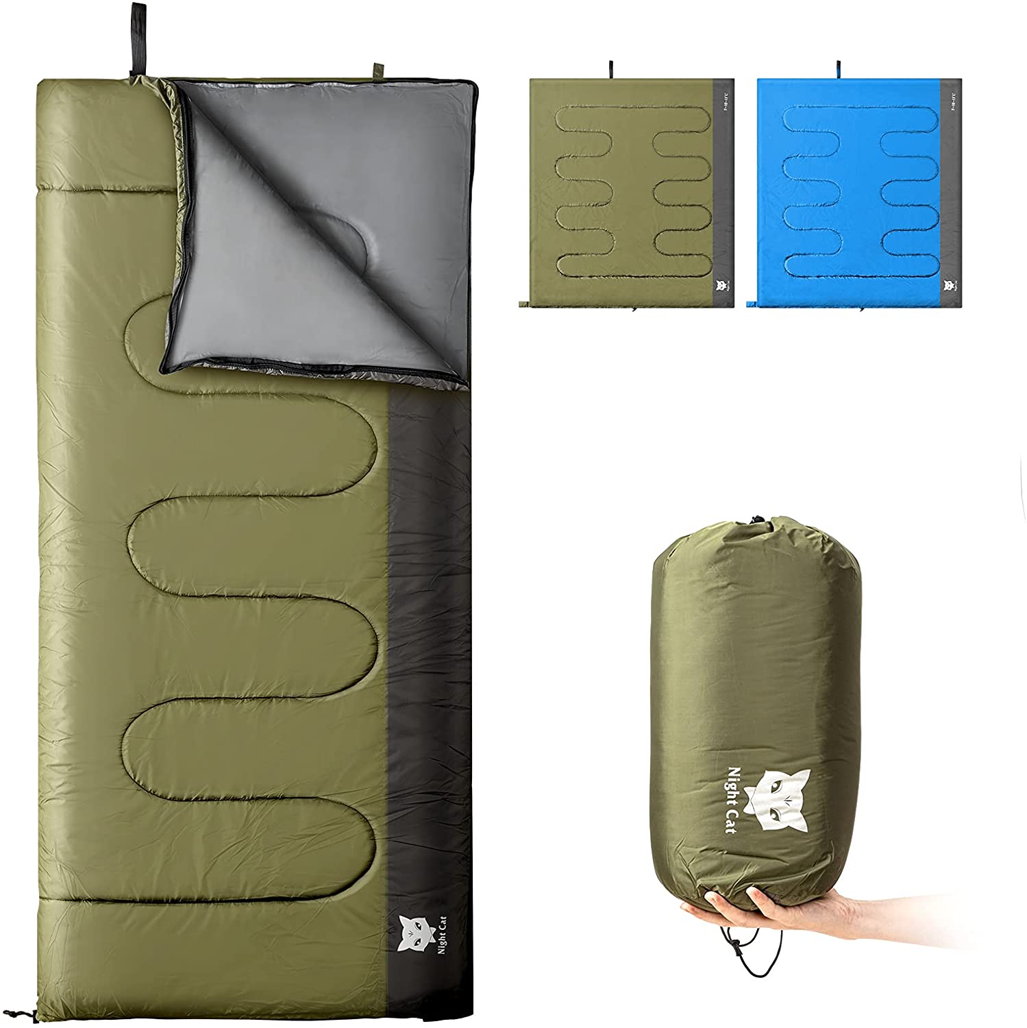 Night Cat Lightweight Backpacking Sleeping Bag for Adults 3 Seasons
