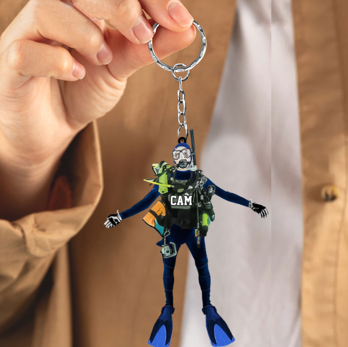 Personalized Scuba Diving Keychain, Gift For Diving Lovers