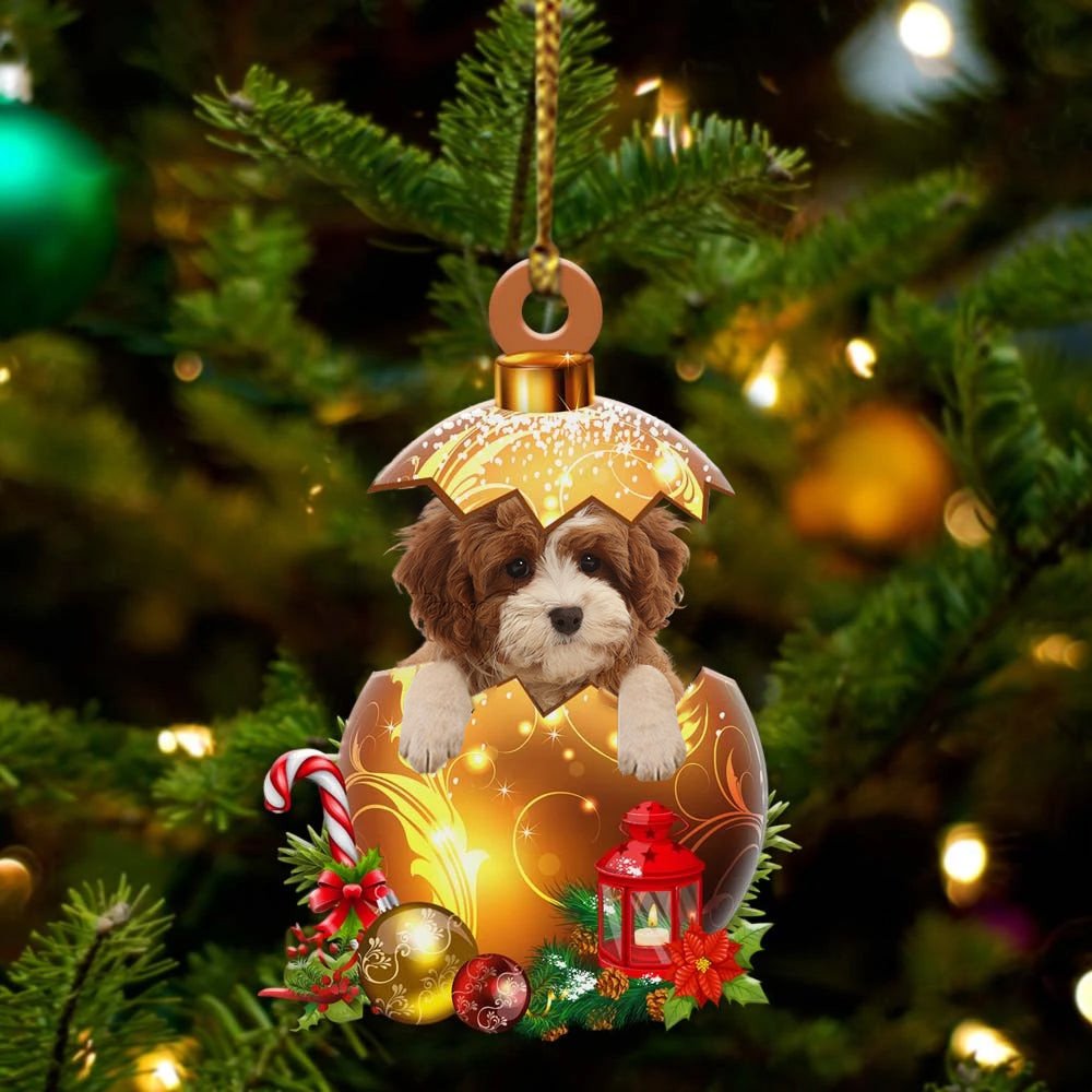 Cavapoo In Golden Egg Christmas Ornament – Humor Custom
