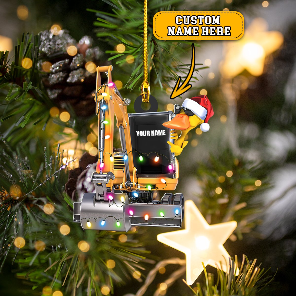 Excavator - Custom Shaped Ornament - Christmas Ornament – Humor Custom