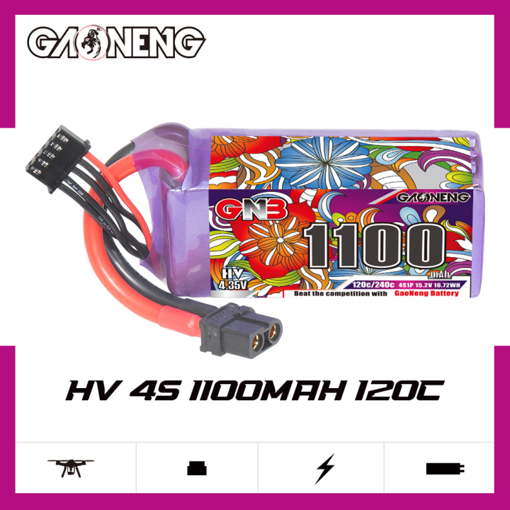 GAONENG GNB LiHV 4S 15.2V 1100mAh 120C XT60 LiPo Battery FPV Long Range