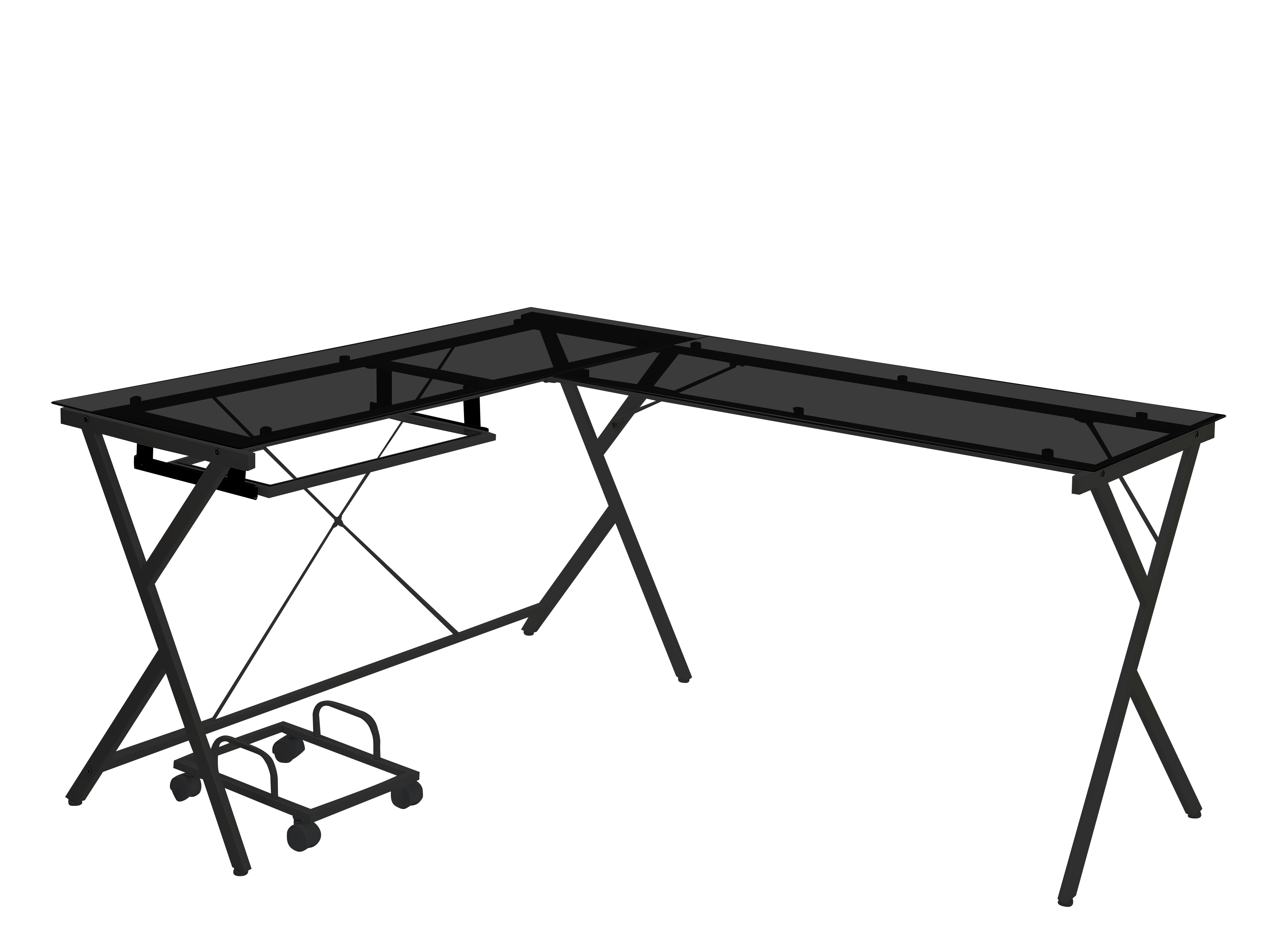 ACME Dazenus Computer Desk in Black Glass Black Finish