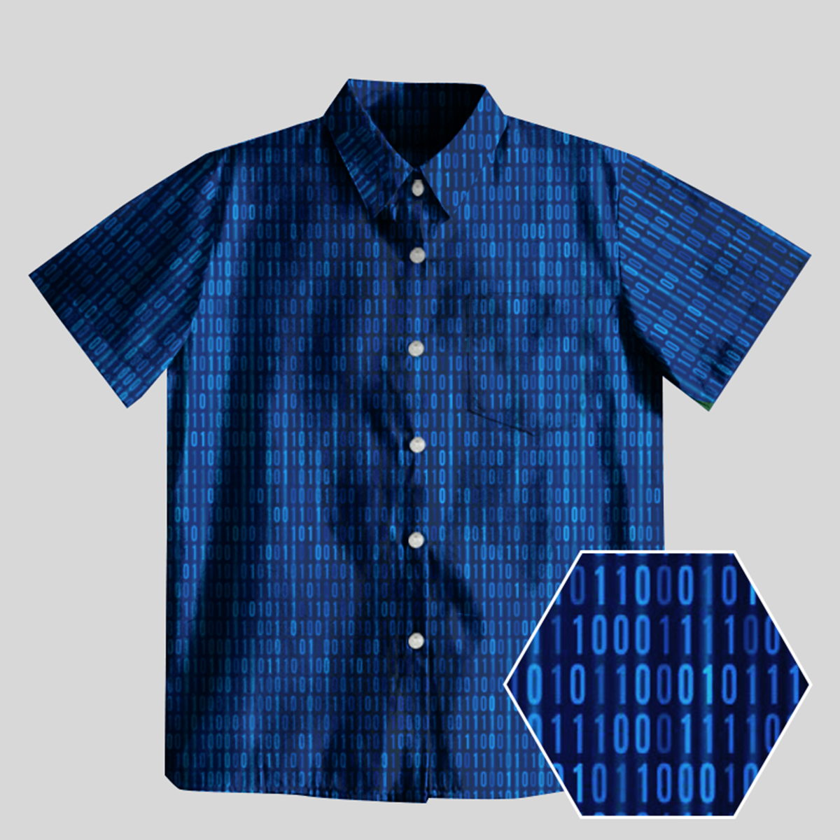 Binary Computer 1s and 0s Blue Button Up Pocket Shirt-Geeksoutfit