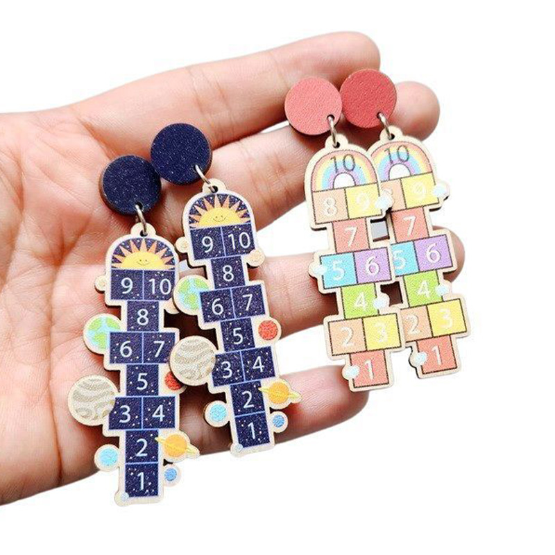 Numbers Teacher Wooden Earrings Sale-Teachersgram