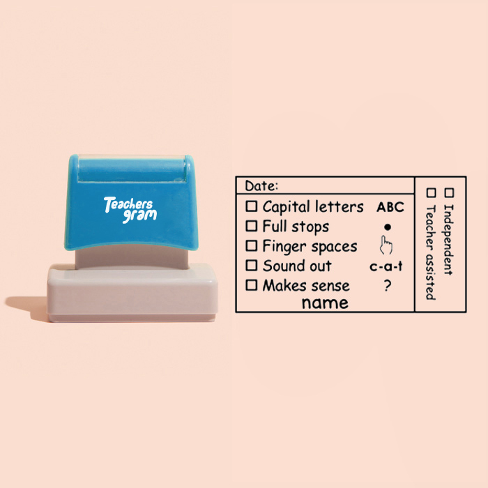 Personalized Writing Checklist And Date Large Rectangle Stamp-Teachergive