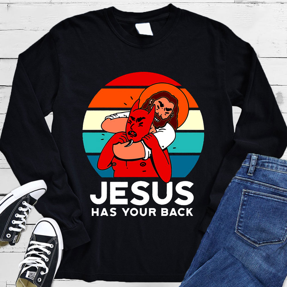 Jesus Has Your Back Long Sleeve Tee Sale-GuidingCross