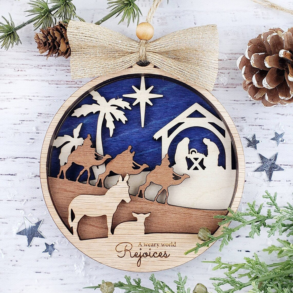 Nativity Wood 3D Layered Christmas Ornament Jesus' Birth Gift Sale ...