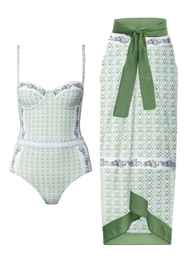 Printed Panel One-Piece Swimsuit