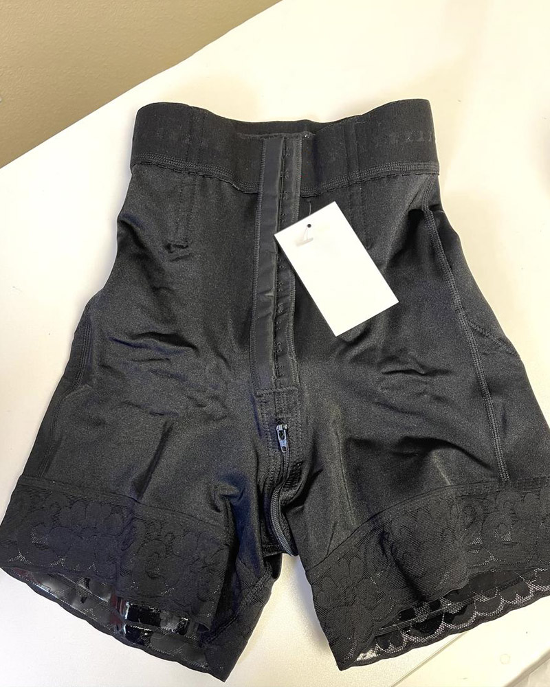 Lace Crotch Zipper High Compression Hip Lift Shorts-ChicCurve