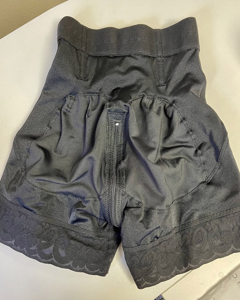 Lace Crotch Zipper High Compression Hip Lift Shorts-ChicCurve