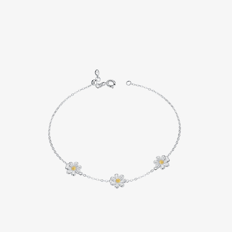 White Daisy Chain Bracelet for Girls Sterling