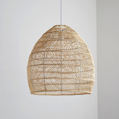 Natural Basket Rattan Woven Pendant Light Boho Design Hanging Lamp ...