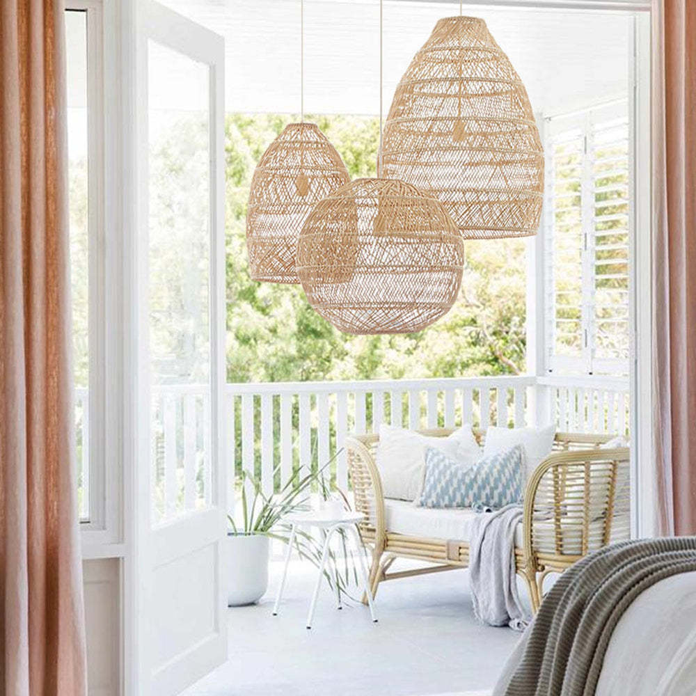 Basket Rattan Pendant Light Shade Pastoral Wicker Hanging Lamps ...