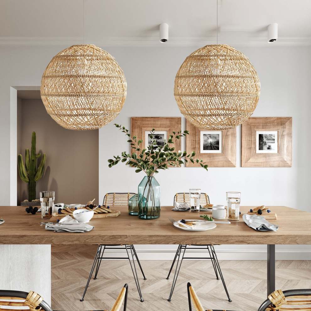 Basket Rattan Pendant Light Shade Pastoral Wicker Hanging Lamps ...