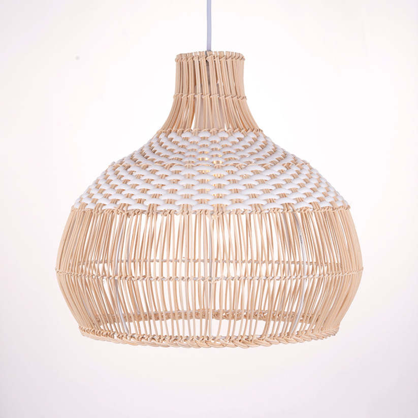 White Rattan Pendant Light Woven Rattan Lampshade-labpiecesign