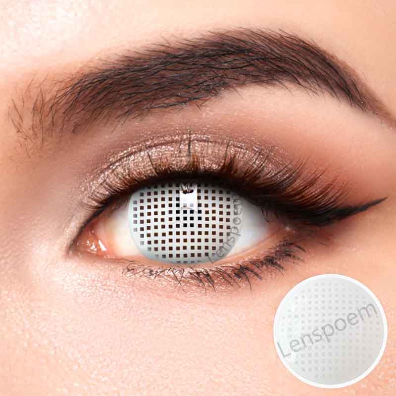 white mesh blind contact Lenses