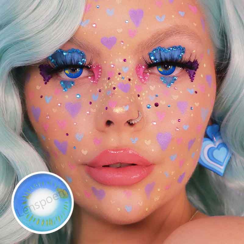 button eye blue contact lenses