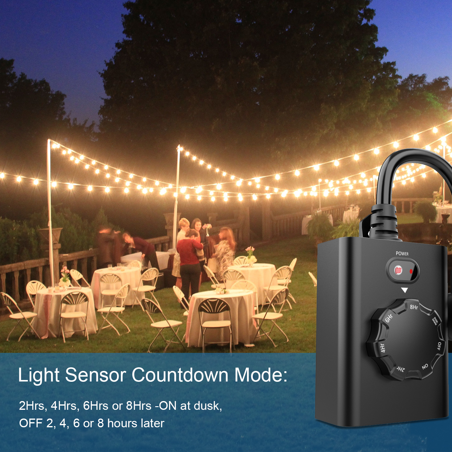 New One Outdoor Light Sensor Timer Plug Waterproof Dusk to Dawn Timer